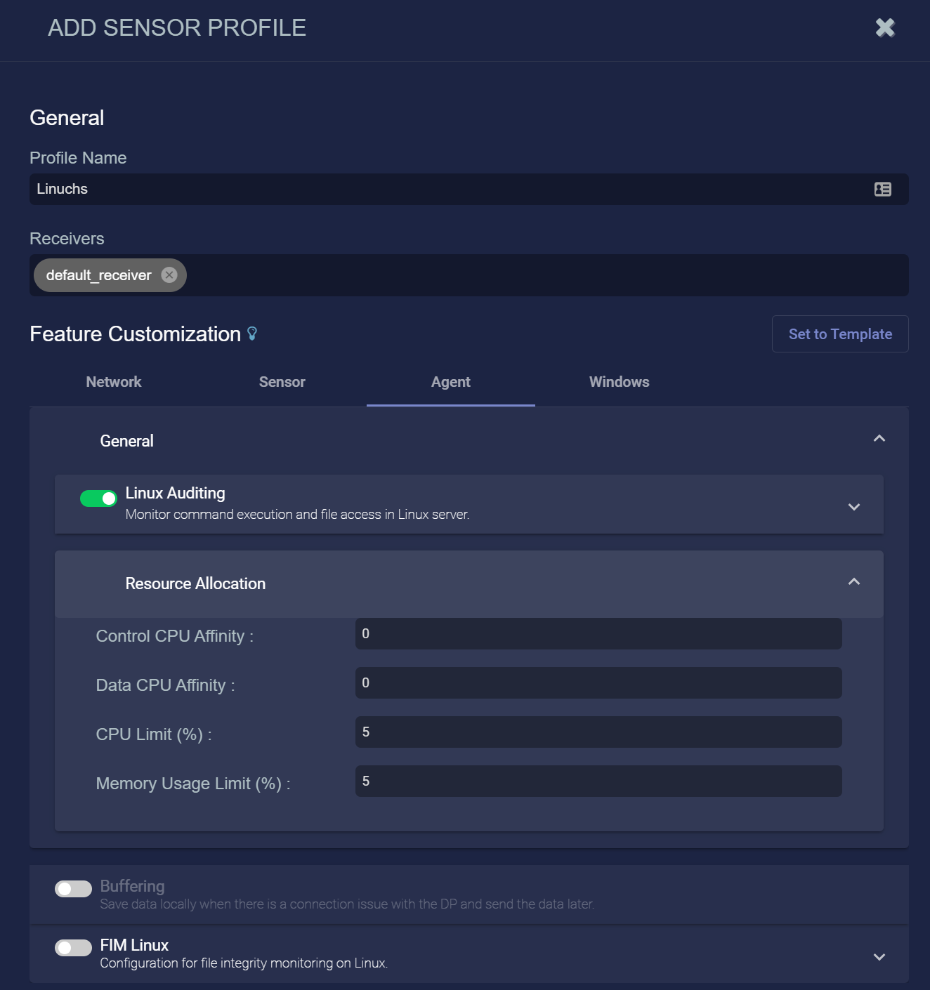 Configuring Standard Sensor Profiles