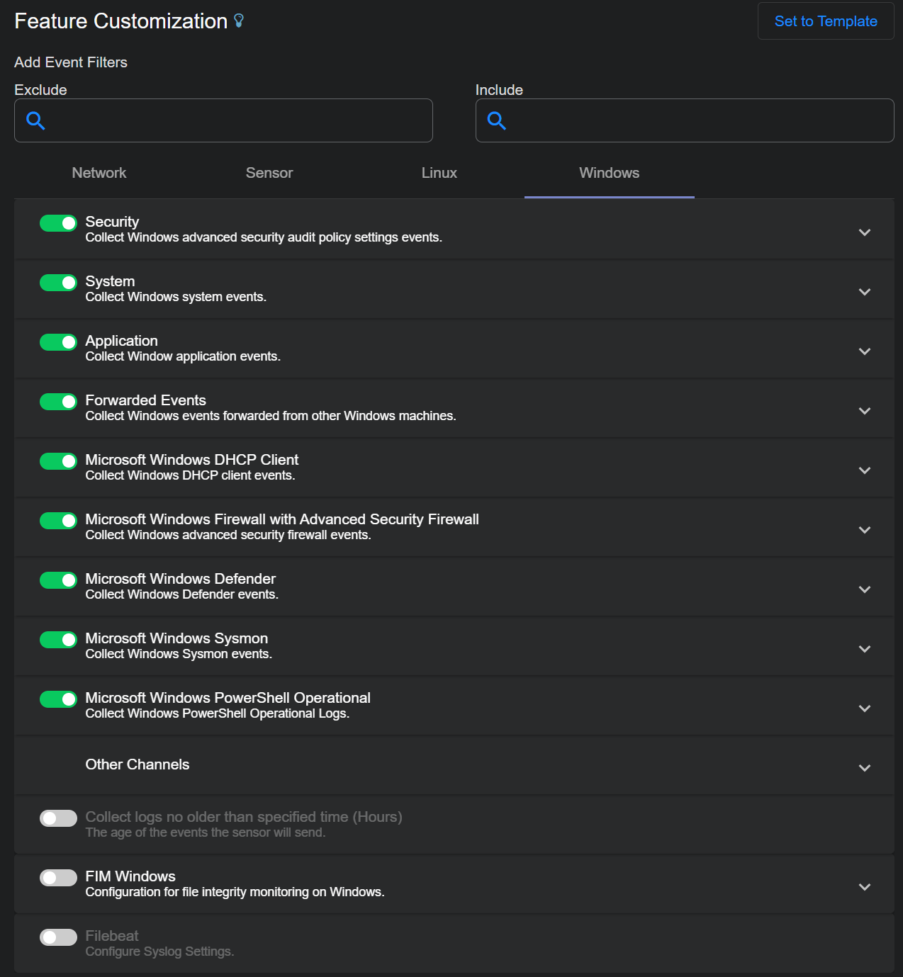 Configuring Standard Sensor Profiles