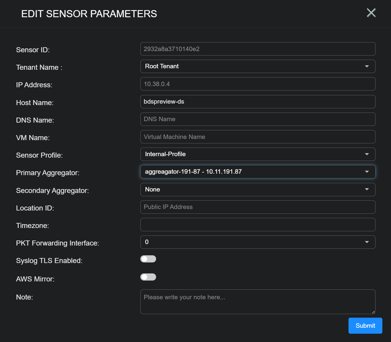 Configuring a Data Aggregator